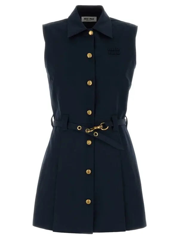 Miu Miu Poplin Mini Dress - Blue