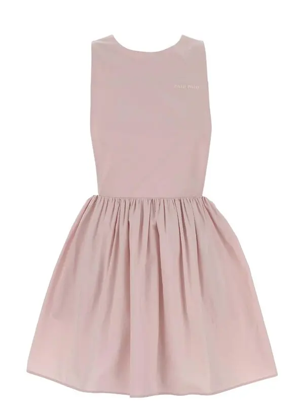 Miu Miu Sleeveless Poplin Mini Dress With Belt - Pink
