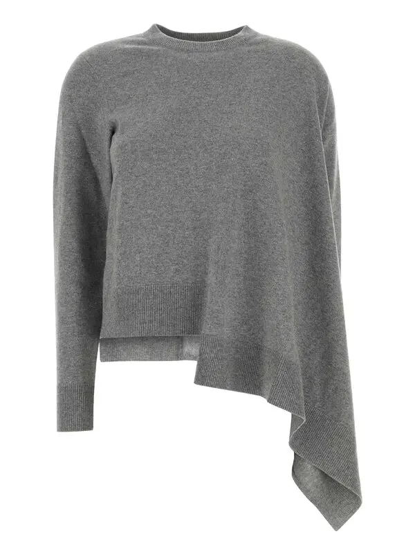 Alexander McQueen Asymmetrical Cashmere Blend Knit Sweater - Grey