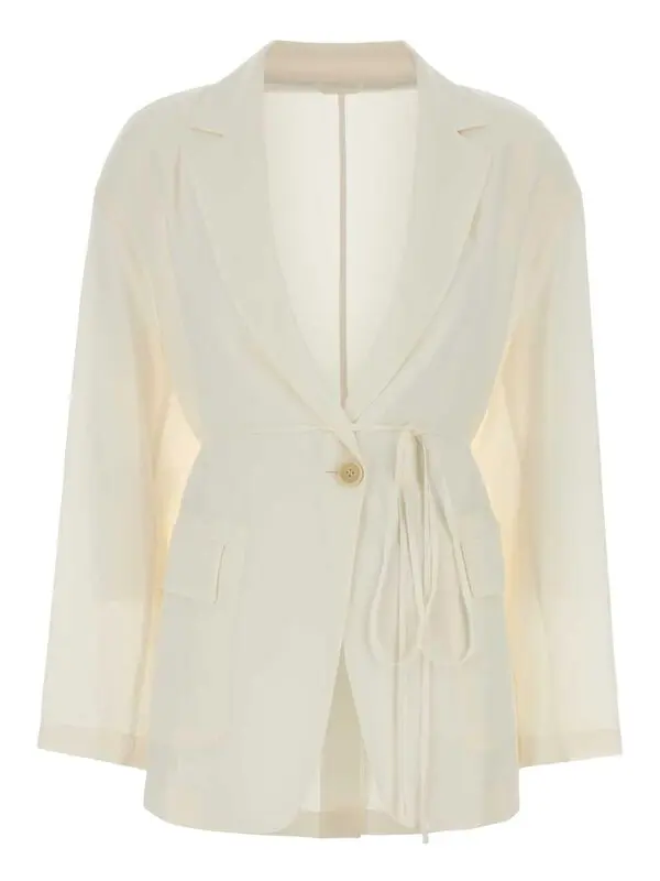 Brunello Cucinelli Sculpted Silk Blazer - White