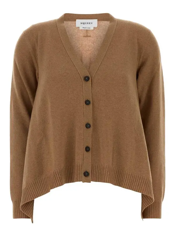 Alexander McQueen Cashmere Blend Oversized Cardigan - Camel