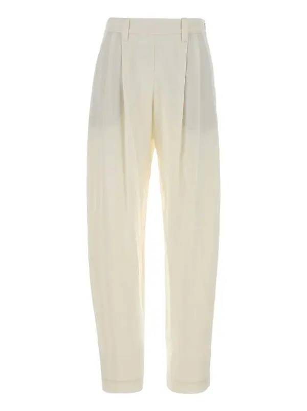 Brunello Cucinelli Silk Crepe Tailored Pants - White