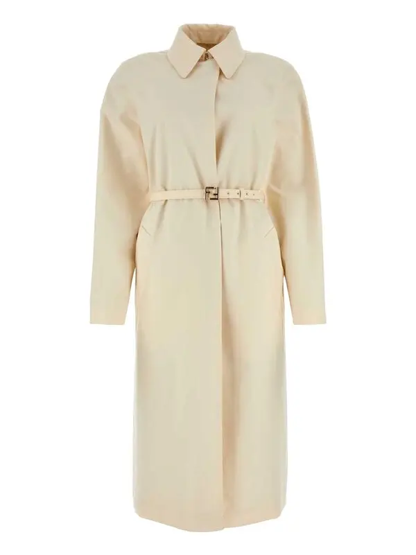 Fendi Belted Polyester Blend Overcoat - White