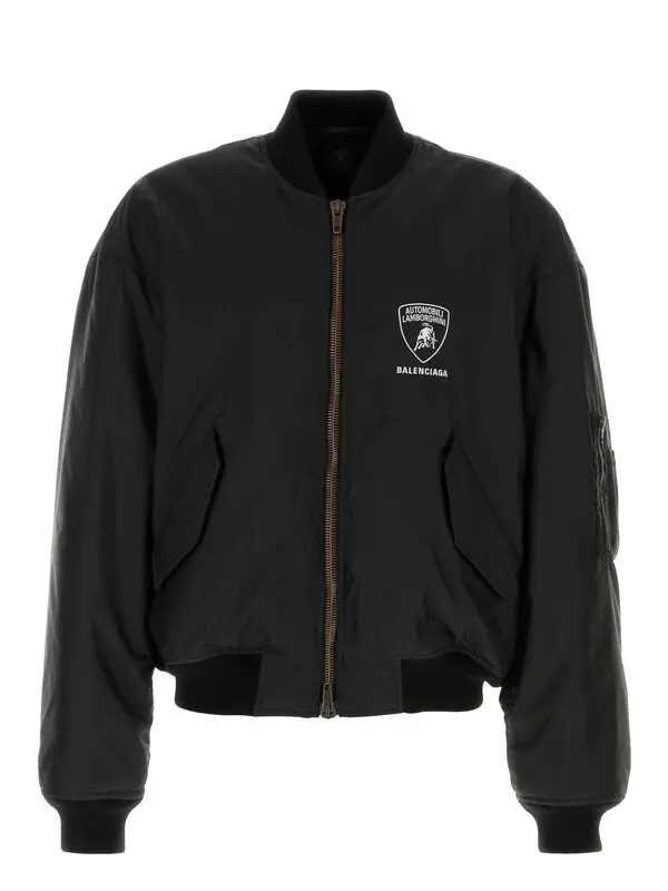 Balenciaga X Automobili Lamborghini Nylon Bomber Jacket With Silk Padding - Black