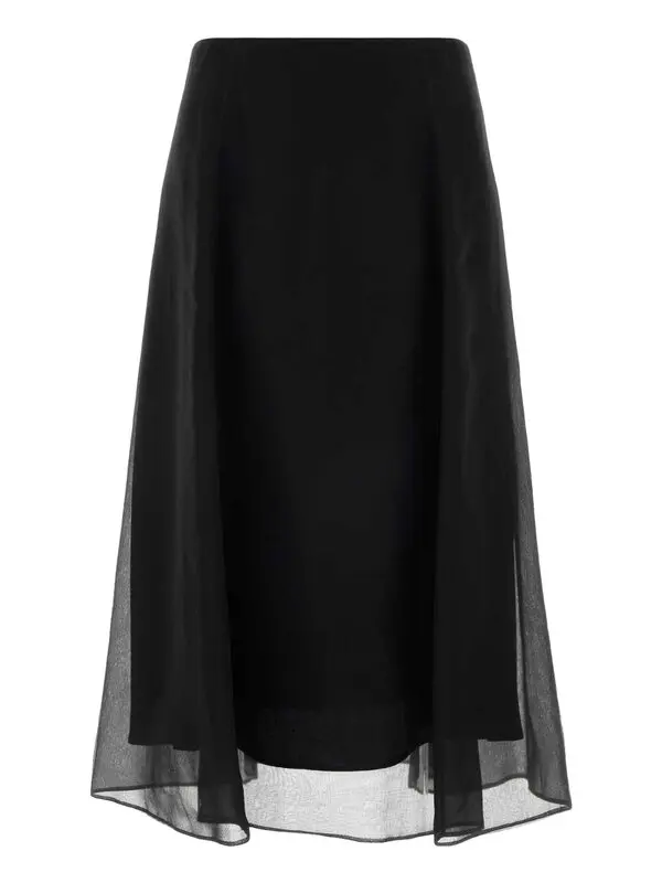 Brunello Cucinelli Brushed Silk Midi Skirt - Black