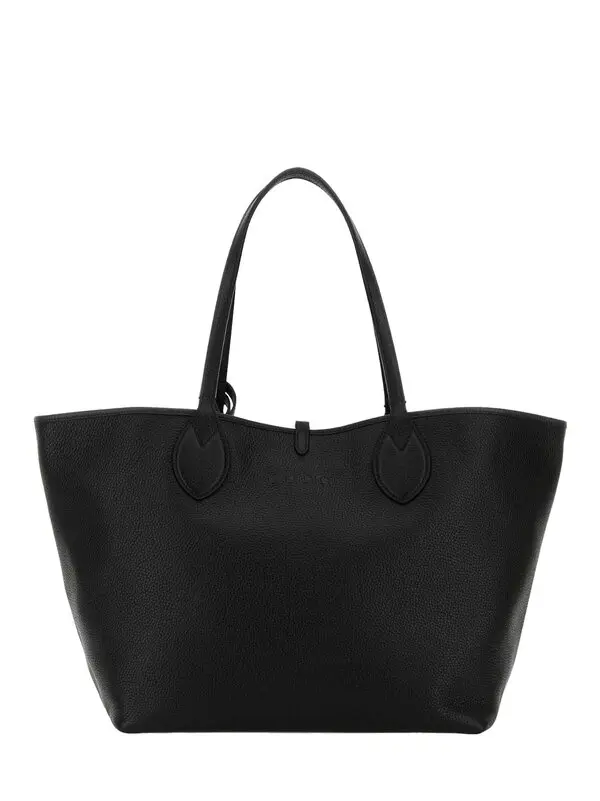 Gucci Reversible Leather Shopping Handbag With Platinum Finish And 25 Cm Handle - Black