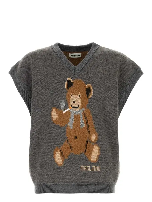 MAGLIANO Wool-blend Teddy Bear Vest For - Grey