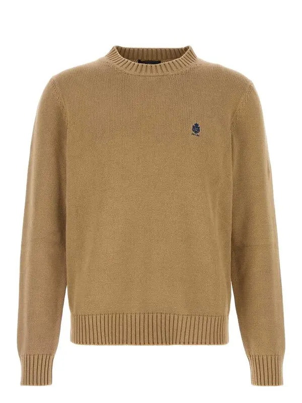 Prada Knit Cotton Crewneck Sweater - Camel