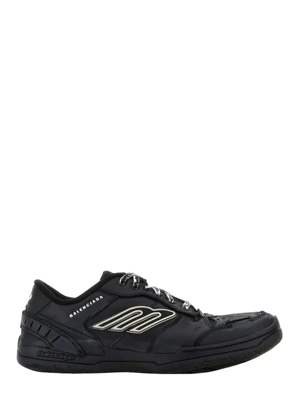 Balenciaga Hamptons Leather Sneakers - Black