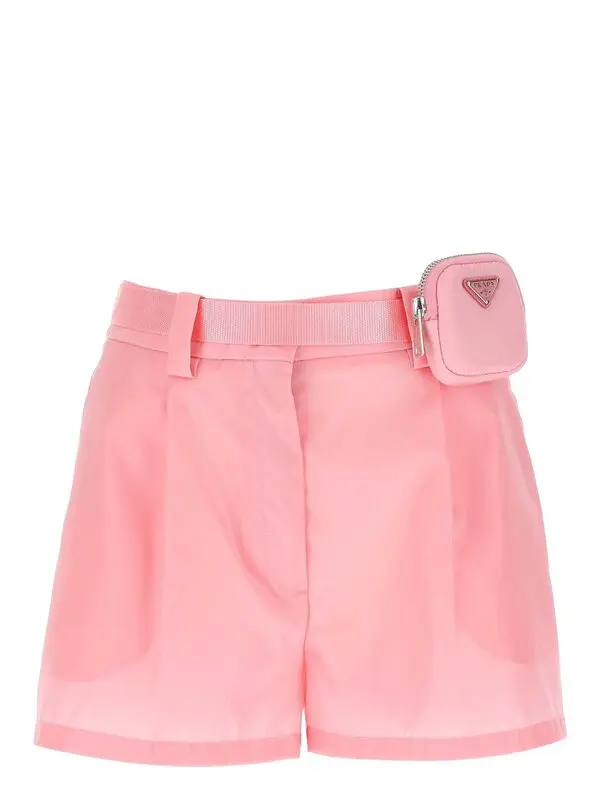 Prada Nylon Belted Shorts With Pouch - Pink