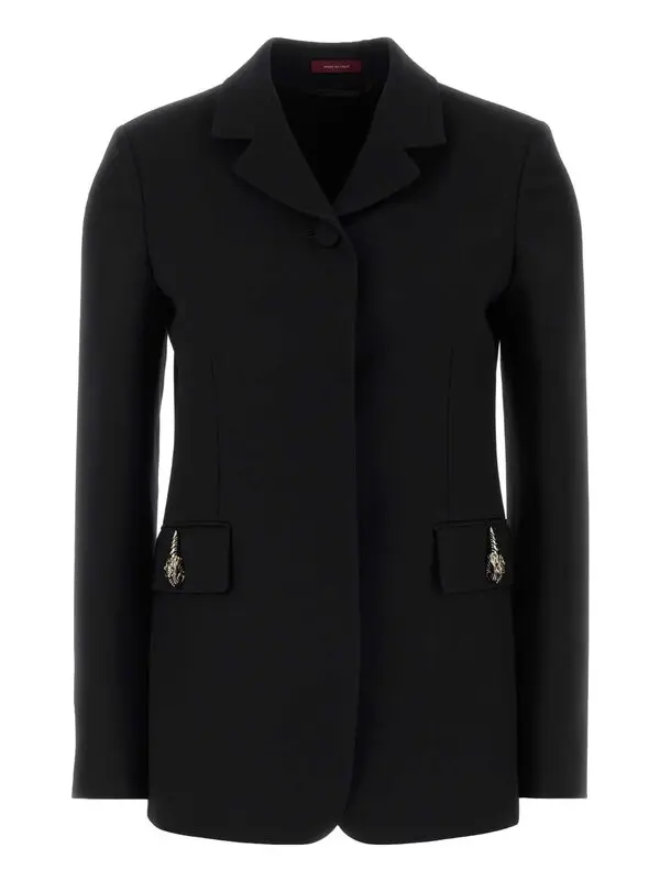 Gucci Silk-wool Cady Blazer With Embellished Pockets - Black