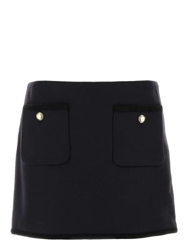 Miu Miu Wool Mini Skirt In Virgin Wool With Satin-like Lining - Black