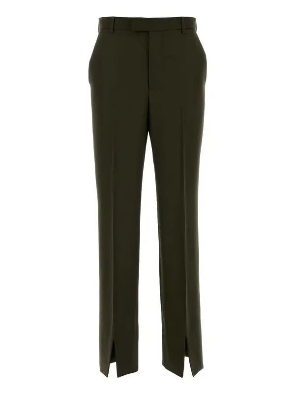 Gucci Wool Blend Trousers With Mohair Texture - Green