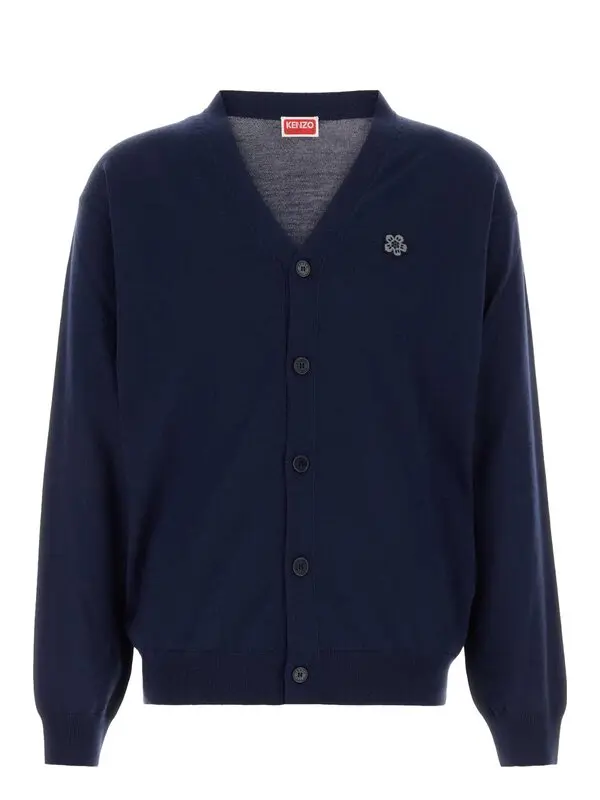 Kenzo Wool V-neck Cardigan - Blue