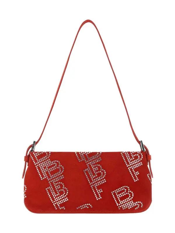 By Far Dulce Embellished Suede Shoulder Bag - Red