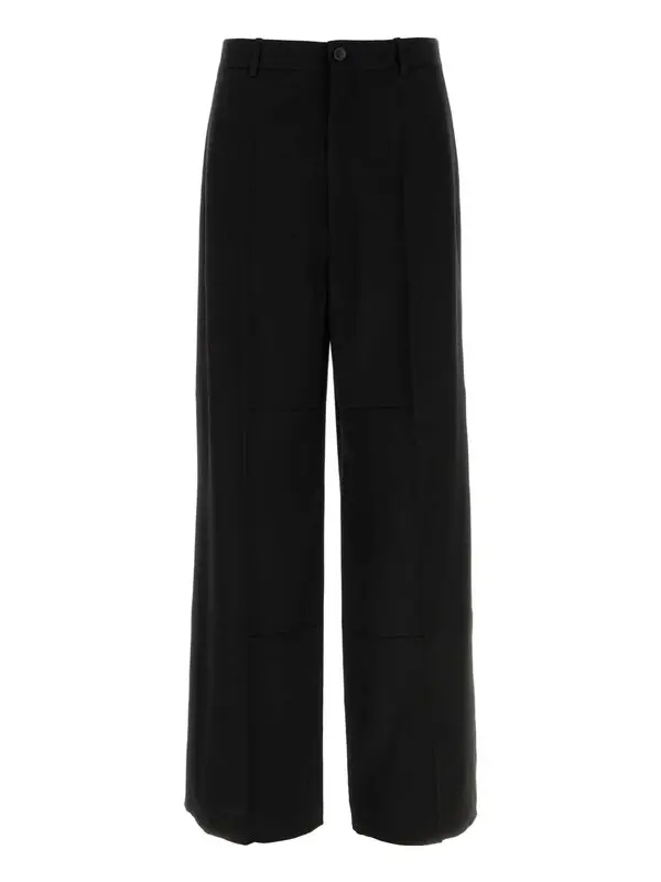 Balenciaga Twill Wide-leg Trousers - Black