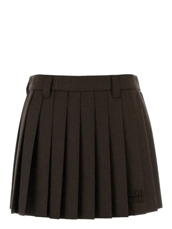 Miu Miu Chocolate Wool Mini Skirt - Brown