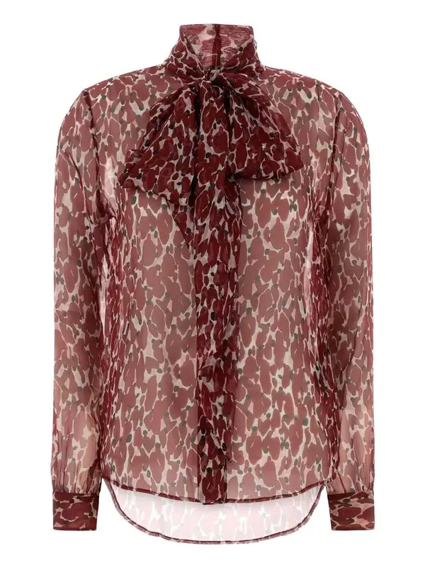 Saint Laurent Silk Blouse With Pussy Bow - Printed