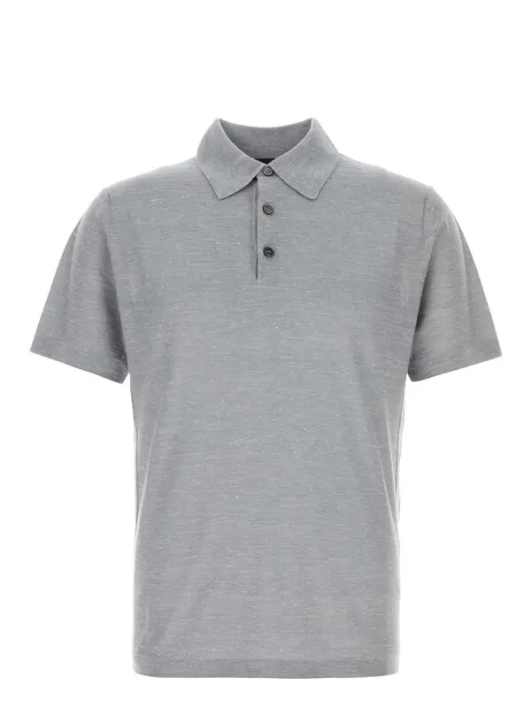Brioni Melange Cashmere-blend Polo Shirt - Grey