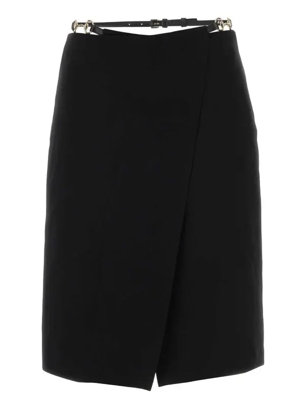 Gucci Virgin Wool Belted Wrap Skirt - Black