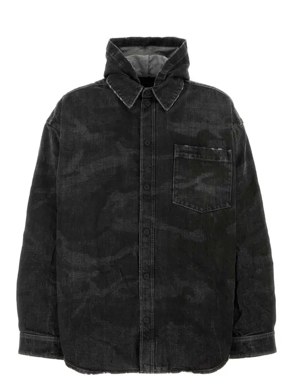 Balenciaga Denim Jacket With Hood - Black