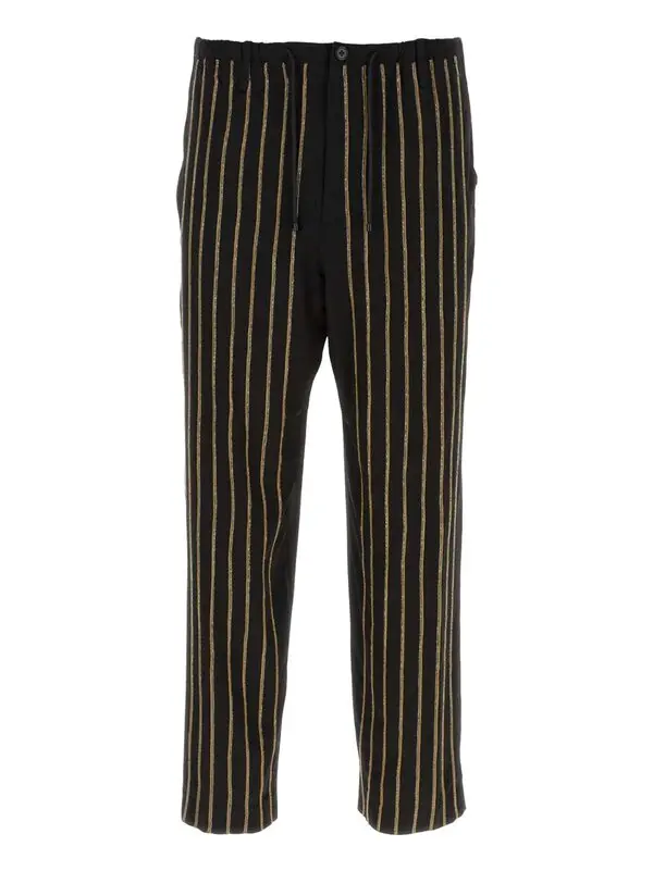Dries Van Noten Vertical Stripe Viscose Blend Trouser Pants - Black