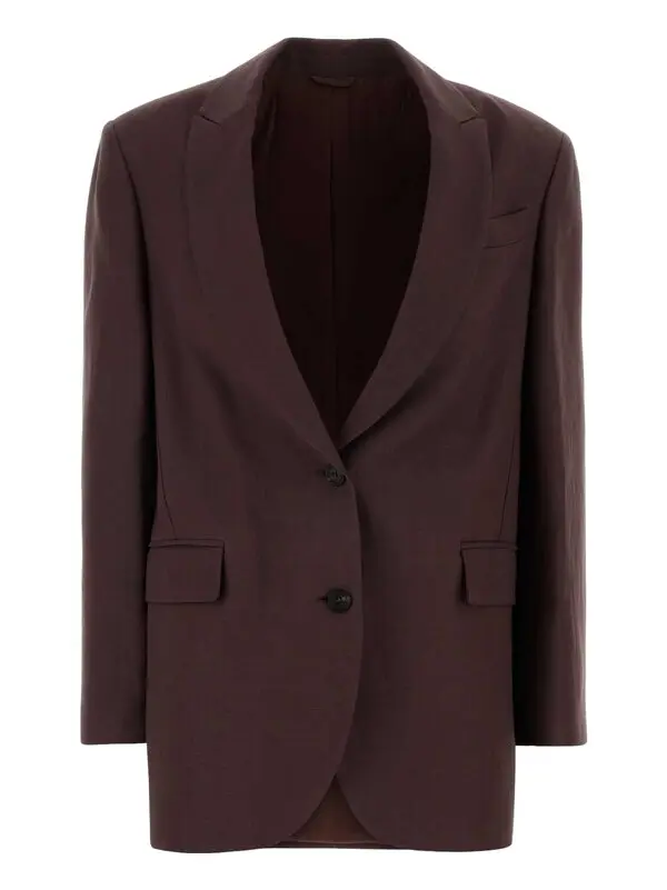 Brunello Cucinelli Viscose-linen Blend Blazer With Silk-blend Lining - Purple