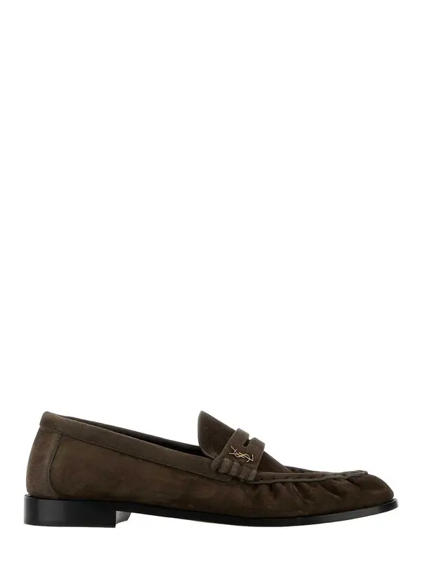 Saint Laurent Suede Loafers With Leather Sole - Brown