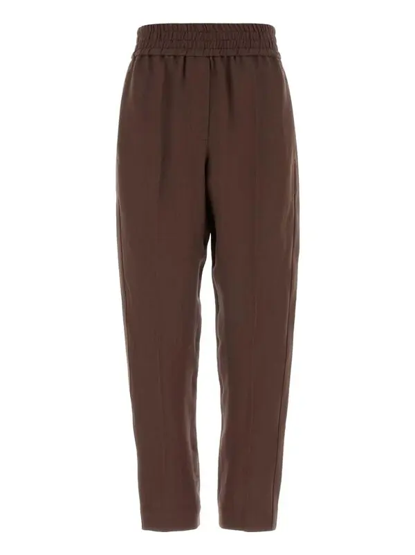 Brunello Cucinelli Tailored Viscose-linen Dress Pants - Brown