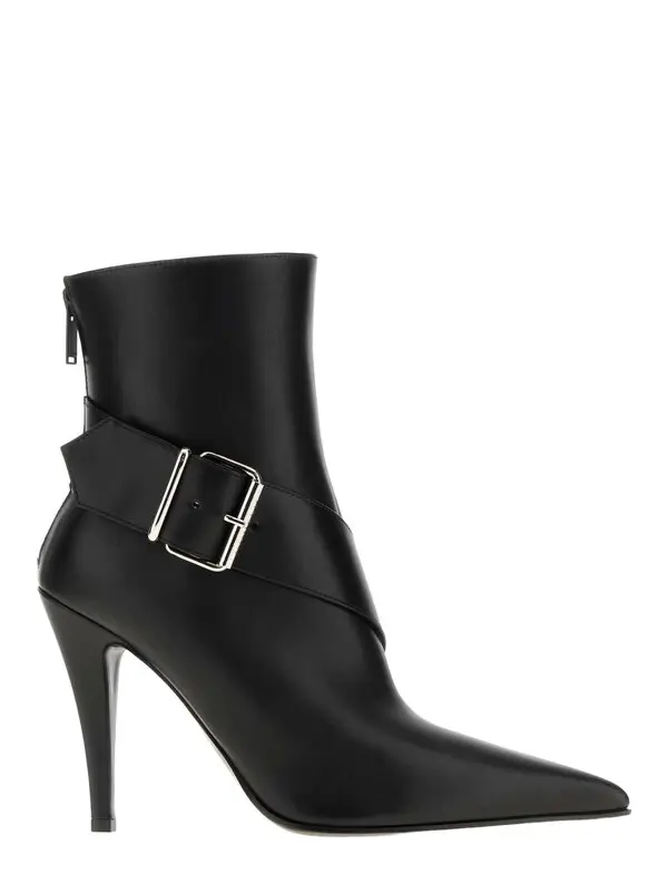 Alexander McQueen Leather Ankle Boots With Stiletto Heel - Black