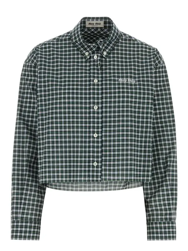 Miu Miu Embroidered Cotton Shirt - Checked