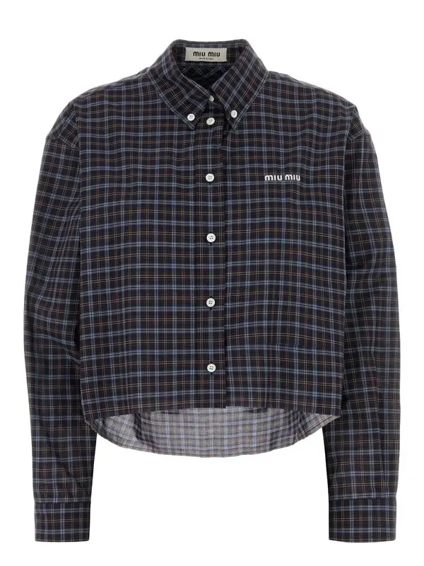 Miu Miu Embroidered Cotton Shirt - Checked