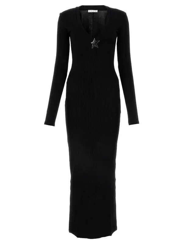 AREA Stretch Viscose Midi Dress - Black