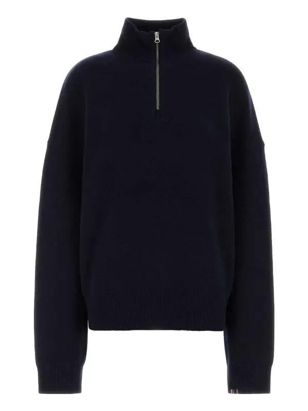 Extreme Cashmere Quarter Zip Cashmere Blend Sweater - Blue