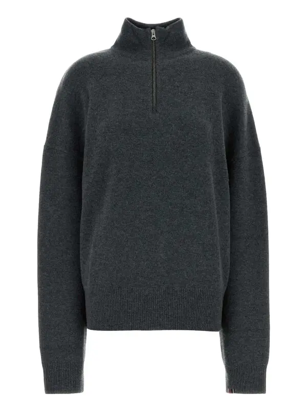 Extreme Cashmere Soft Cashmere Blend Quarter Zip Sweater - Grey