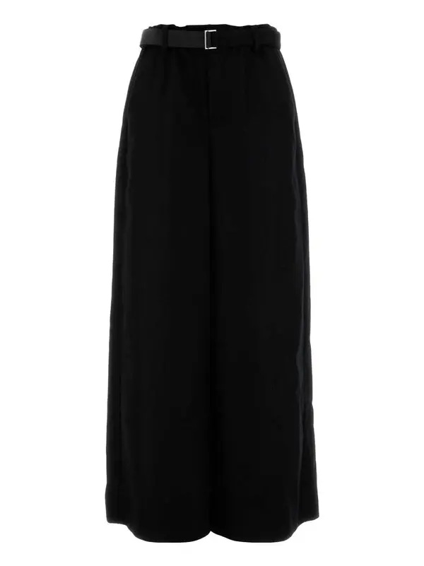 Sacai Wide-leg Wool Trousers - Black