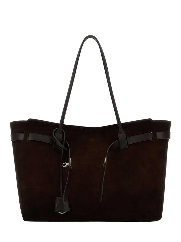 Balenciaga Large Bel Air Suede Shopping Handbag - Brown