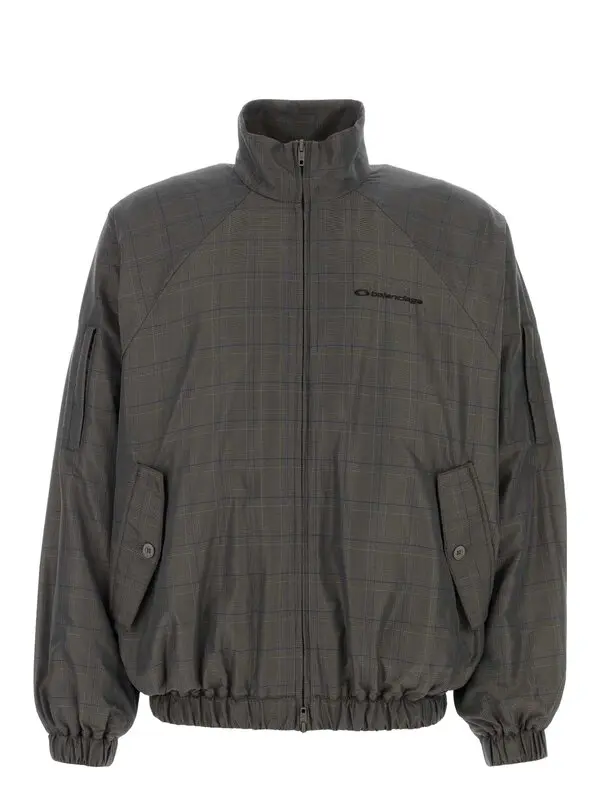 Balenciaga Embroidered Nylon Bomber Jacket - Checked