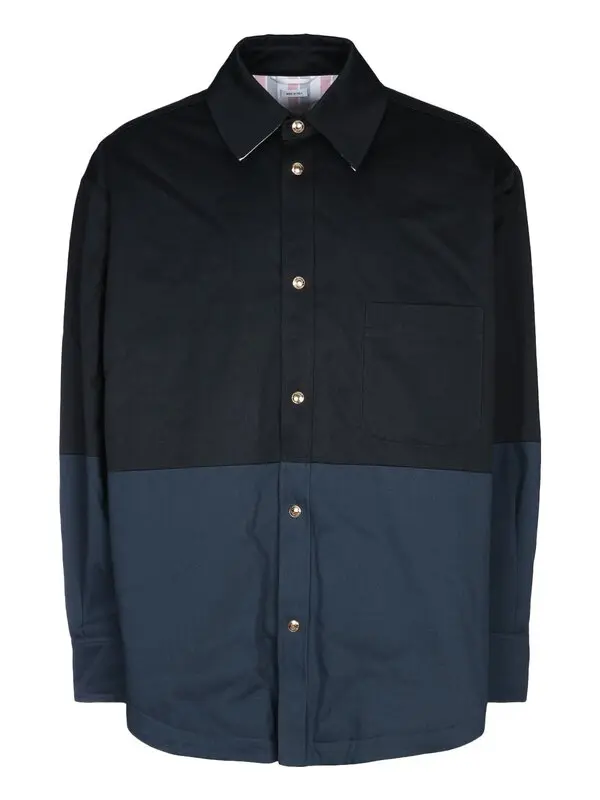 Thom Browne Tailored Color-blocked Shirt Jacket - Navy
