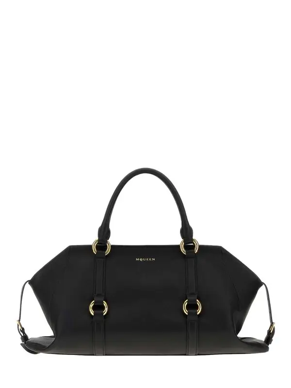 Alexander McQueen Medium Farringdon Leather Handbag With Shoulder Strap - Black