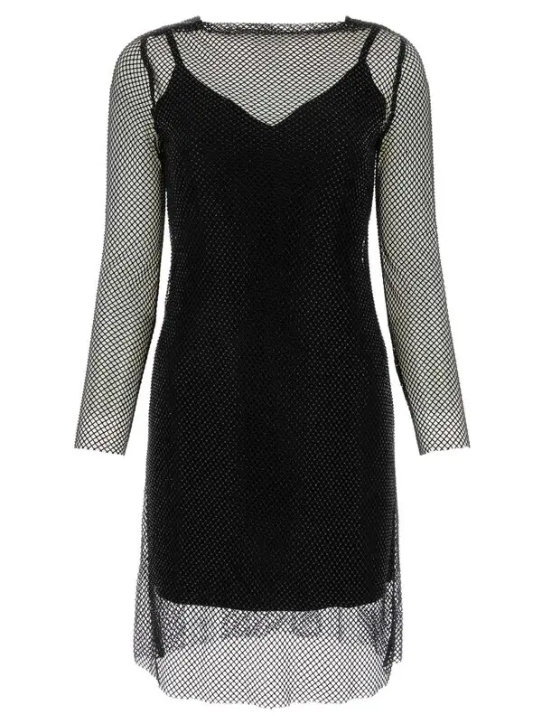 Max Mara Embellished Mesh Mini Dress - Black