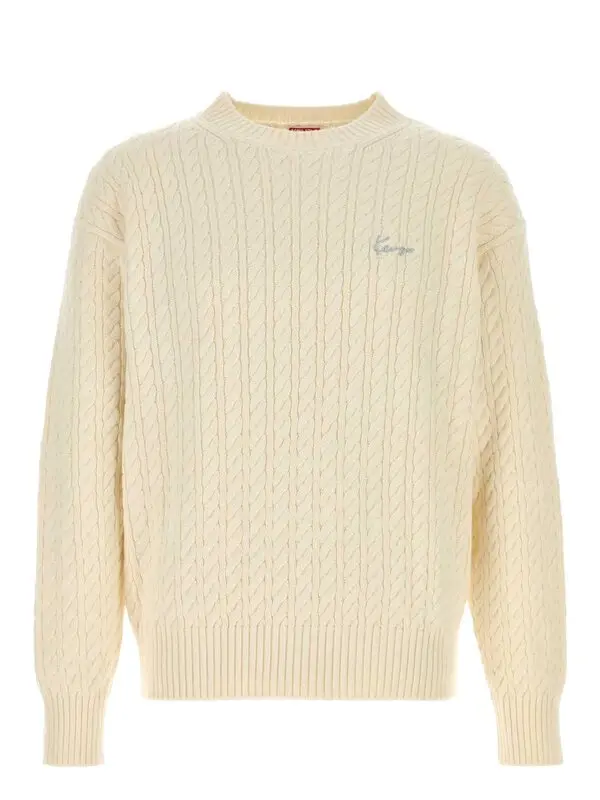 Kenzo Cable Knit Cotton-wool Sweater - White