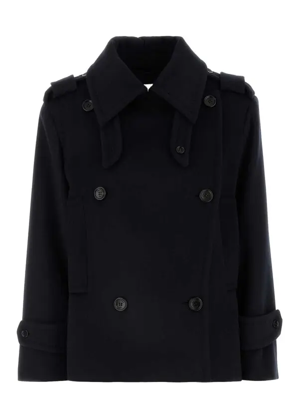Max Mara Double Breasted Wool Blend Jacket - Blue