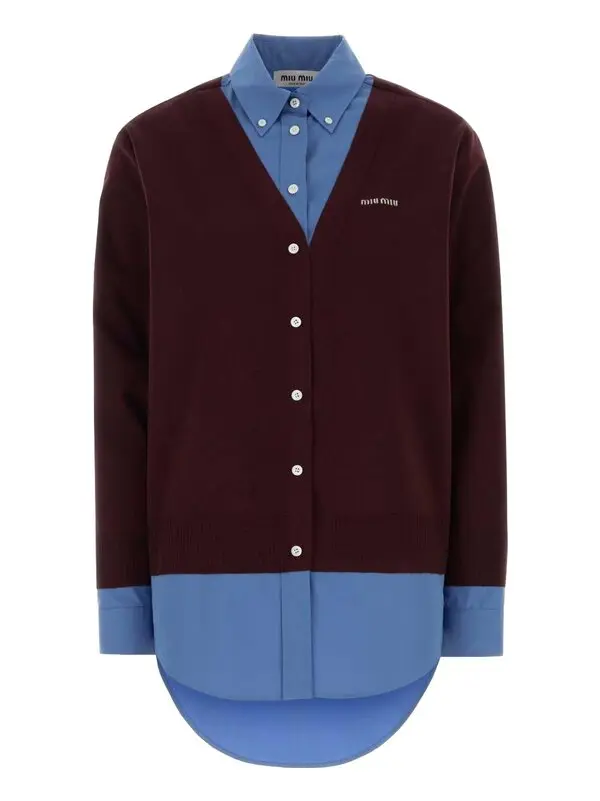 Miu Miu Virgin Wool Cardigan - Burgundy