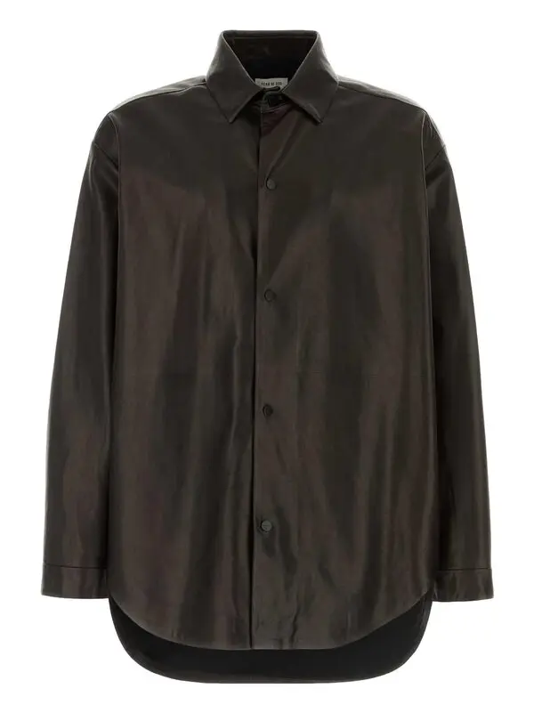 Fear Of God Style Nappa Leather Oversize Shirt For - Brown