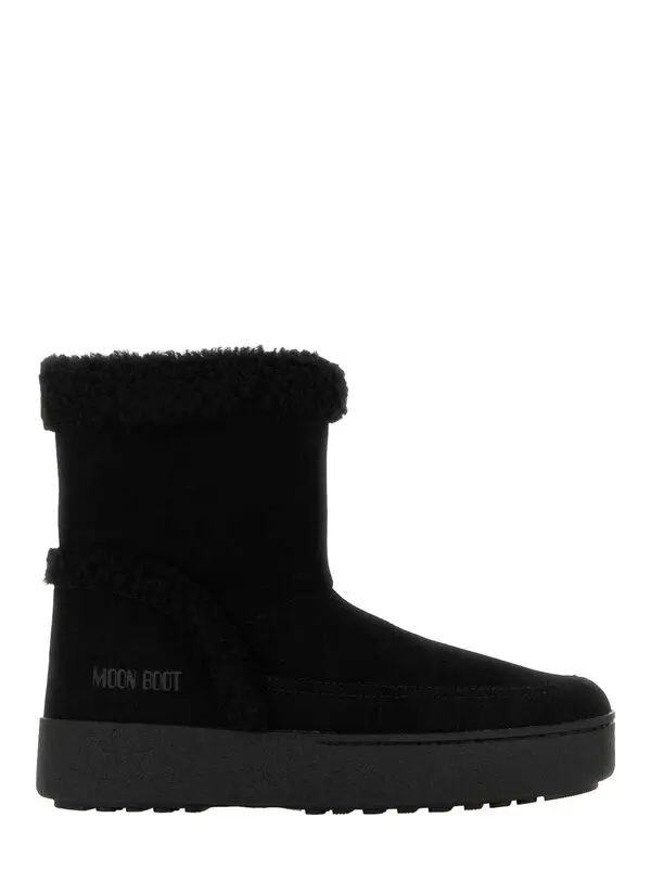 Moon Boot Suede Ankle Boots With Shearling Lining - Black