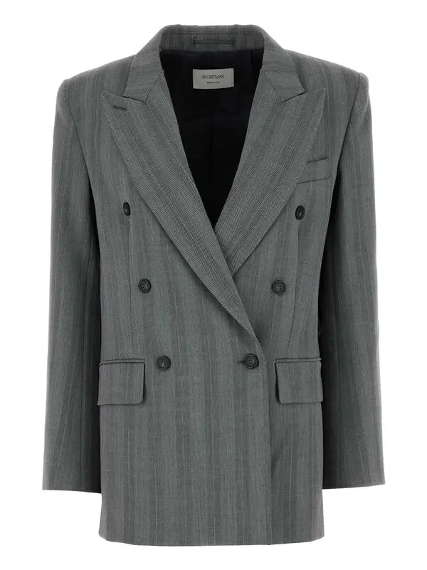 Sportmax Double-breasted Blazer With Striped Detail - Stripped