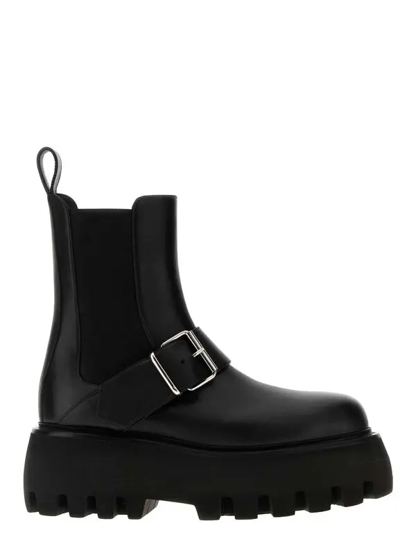 Alexander McQueen Platform Leather Ankle Boots - Black