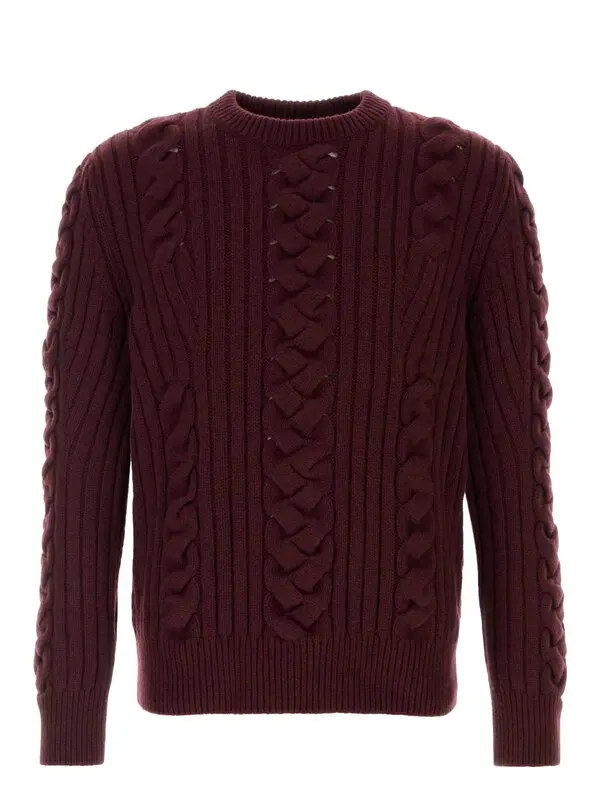Alexander McQueen Wool-cashmere Cable Knit Sweater - Burgundy