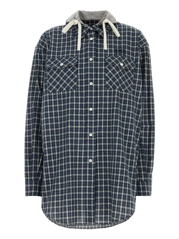 Miu Miu Embroidered Cotton Flannel Shirt - Checked
